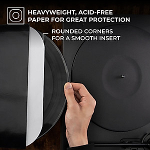 Big Fudge 25x Vinyl Record Inner Sleeves - Round Corners for 12" Records - Vinyl Record Sleeves in Heavyweight & Acid Free Paper - Protective LP Album Cover - White