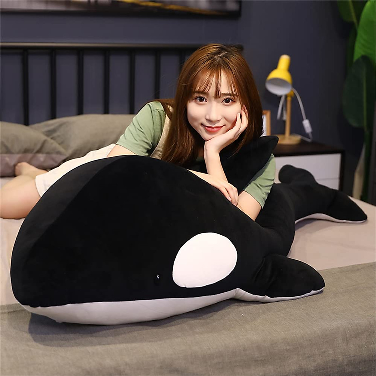 pangcangshu Nice 60/80cm New Black and Red Shark Plush Toys Big Killer Whale Doll Orcinus Orca Stuffed Sea Animals Children Birthday Gift (Red, 80cm/31inch)