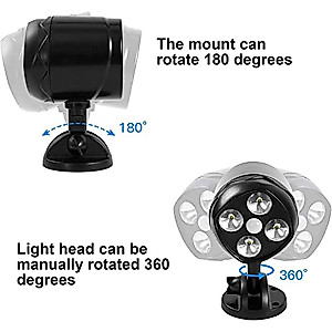 DONLINE Outdoor Motion Sensor Light Battery Powered LED Spotlight, Waterproof Motion Detector Security Light 800 Lumen with Adjustable Heads Auto On Off for Porch Stair Hallway Garage Wall Shed