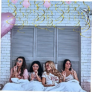 ERINGOGO 7pcs 3 Spiral Charm Gold Streamers Gold Decorations Wedding Banner Foil Hanging Swirls Ceiling Hanging Swirl Birthday Party Pendant PVC Birthday Party Backdrop Pendant Gift Baby