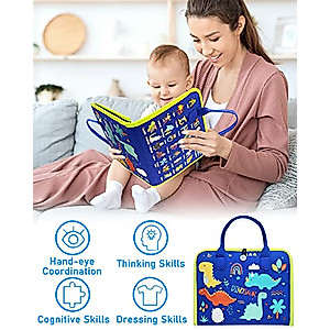 Exorany Busy Board Montessori Toys for 1 2 3 4 Year Old Boys & Girls Gifts, Sensory Toys for Toddlers 1-3, Autism Educational Travel Toys, Preschool Activities for Learning Fine Motor Skills (Blue)