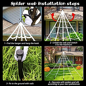 Halloween Decorations Outdoor 295'' Halloween Spider Web Decor 59'' Scary Giant Spider 100 Small Fake Spiders 40g Stretch Cobwebs Spider Webs Halloween Decorations for Outside Yard Garden Lawn Party