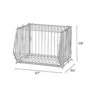 IRIS USA 17" Modular Wire Stacking Storage Basket, Great Storage for Linens, Groceries, Toys, Books, and More, Stackable, Easy Assemble, Multipurpose Home Organizer, Silver