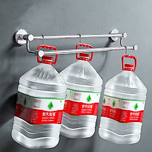 FCMLD Stainless Steel Bathroom Double Towel Rack Free Punch Toilet Toilet Towel Rack Wall-Mounted Towel Rack