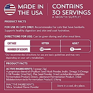 Fidobiotics - Meowbiotics Hairball Buster Powder for Cats with Probiotics 2 Billion CFU Smoked Fish Chowdah Flavor - 30 Serving(s)