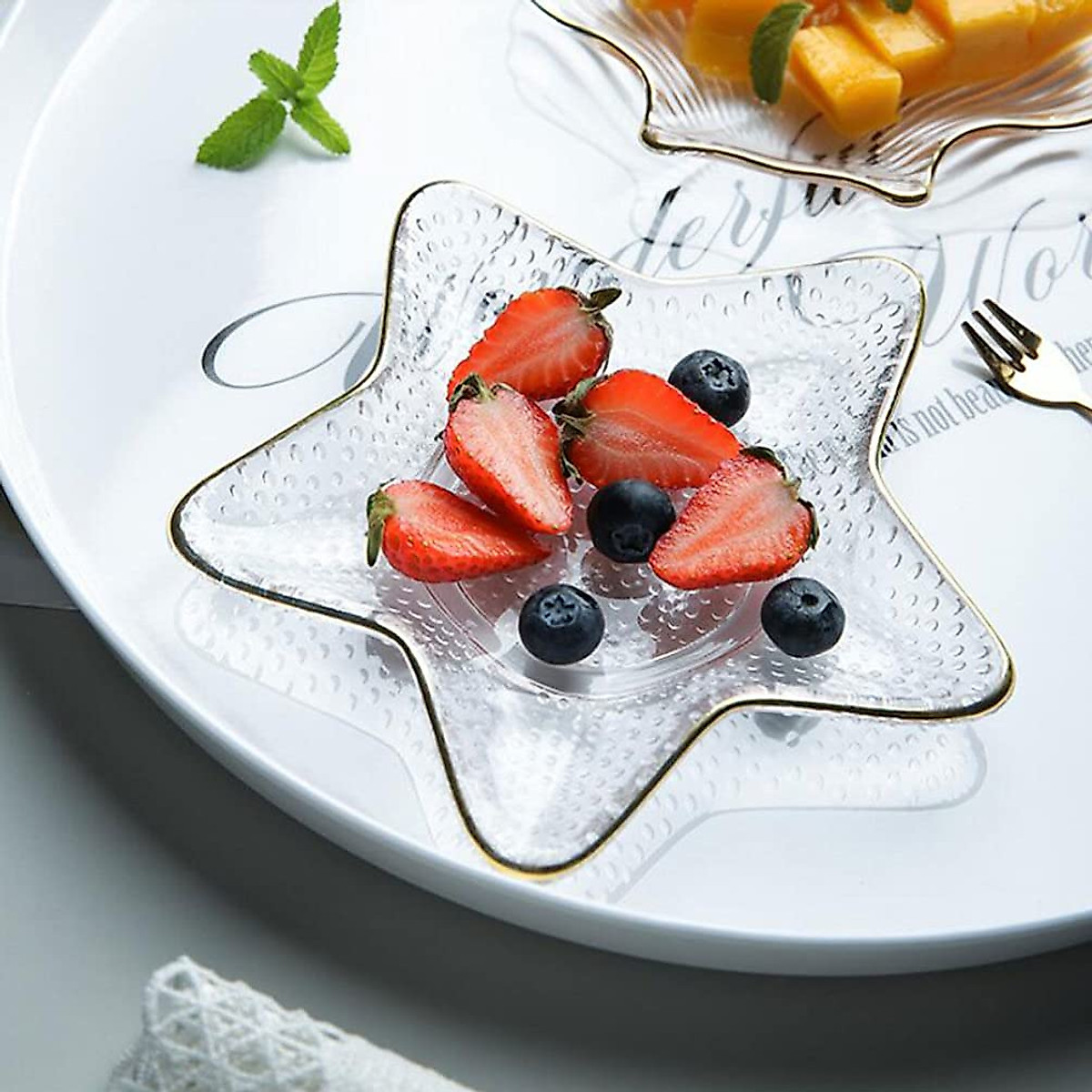 DOITOOL Star Shaped Glass Bowl Candy Bowl Fruit Salad Appetizer Plate Snack Dish Serving Plate for Kitchen