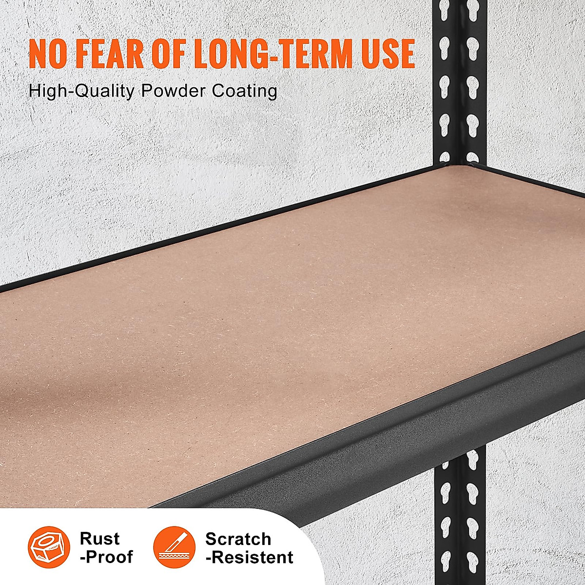 VEVOR Storage Shelving Unit, 5-Tier Adjustable, 2000 lbs Capacity, Heavy Duty Garage Shelves Metal Organizer Utility Rack, Black, 48" L x 18" W x 72" H for Kitchen Pantry Basement Bathroom Laundry