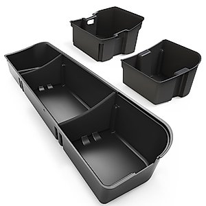 oEdRo Upgraded Under Seat Storage Box Compatible with 2015-2024 Ford F150 SuperCrew Cab & Crew Cab - Unique Textured Black 3-in-1 Design Max Storage (Excl. Super Cab)