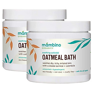 Organic Colloidal Oatmeal Bath Soak – 2-Pack Oatmeal Powder for Dry, Irritated, Itchy Skin Relief – Cruelty-Free, Vegan Handmade Bath Products for Adults Bath, Kids Bath, Baby Bath by Mambino Organics