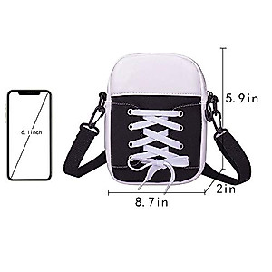 Rebecca Crossbody Bags for Women Girls Lace Up Canvas Shoulder Bag School Travel Students Bag (Black)