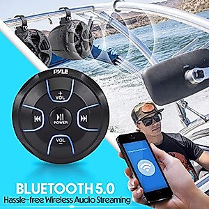 Pyle 2-Way Dual Bluetooth Off-Road Speakers - 4 Inch 800W Marine Waterproof Wakeboard, Full Range Outdoor for ATV, Snow Mobile UTV, Quad, Jeep, Boat PLUTV46BTA, Black