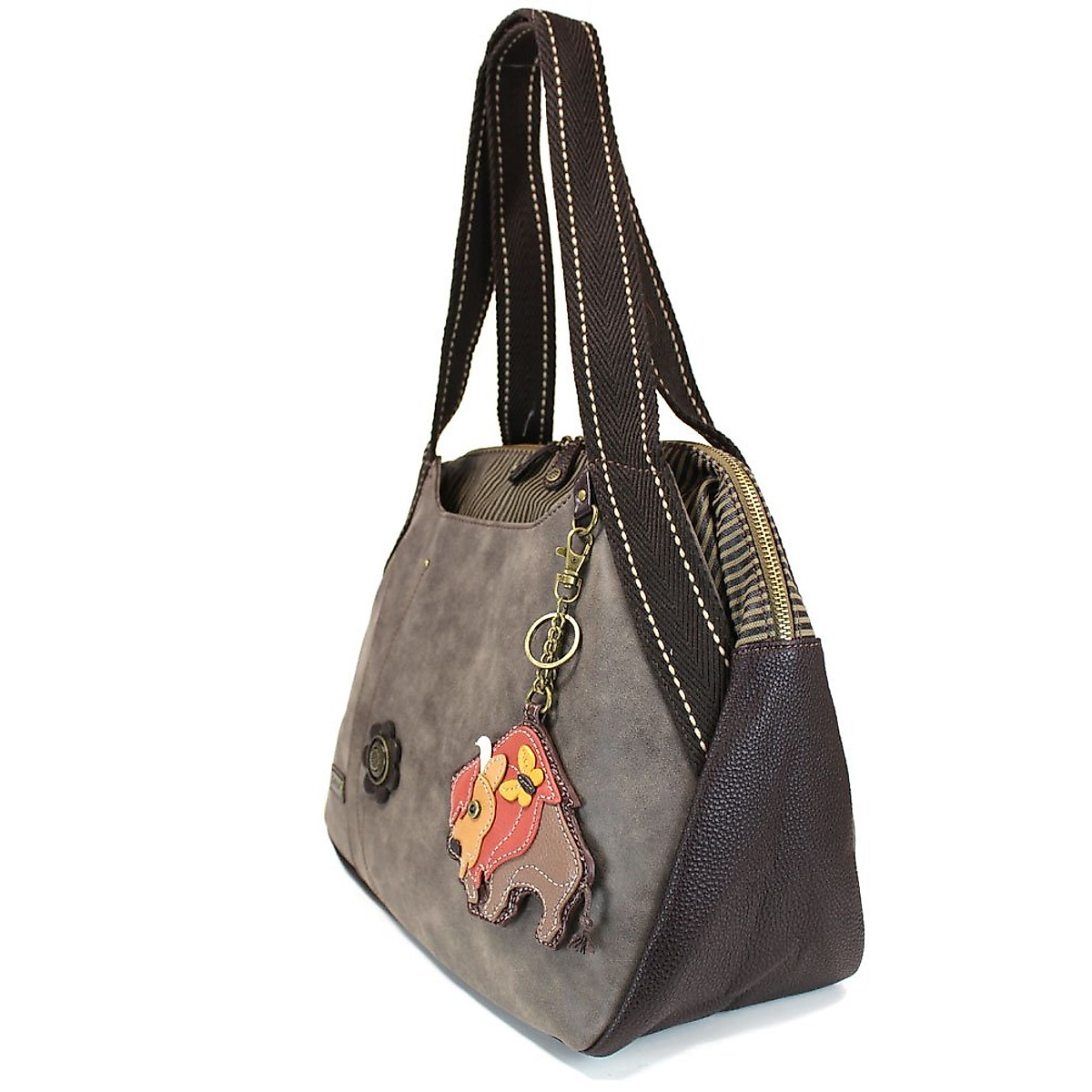 Chala Handbags large Tote Bag with Doggie Key fob (835GY- Buffalo)