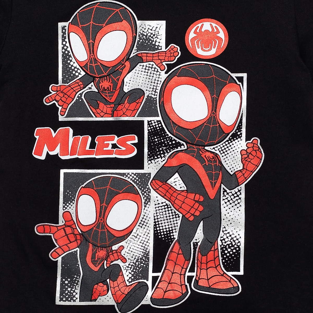 Marvel Spidey and His Amazing Friends Miles Morales Little Boys Graphic T-Shirt Mesh Shorts Outfit Set Black/Gray 6