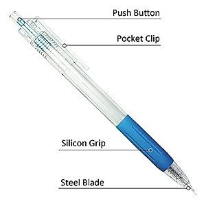 Pack 12 Retractable Hobby Knife, Precision Craft Cutting Tools with Silicon Grip Work As A Pen, Thin Blade for Art Paper Scrapbook