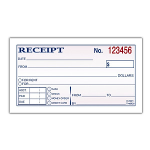 Adams Money and Rent Receipt, 2-3/4 x 5-3/8 Inches, 2-Parts, Carbonless, White/Canary, 50 Sets per Book, 3 Books (DC2501-3)