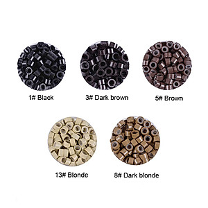 1000pcs Micro Silicone Rings Beads Hair Extensions Kit I-tip Hair Pliers Micro Pulling Hook Needle Loop Threader and 1000pcs Micro Silicone Links