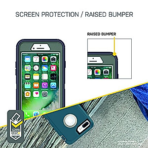 OtterBox iPhone 8 PLUS & iPhone 7 PLUS (ONLY) Defender Series Case - BLACK, rugged & durable, with port protection, includes holster clip kickstand