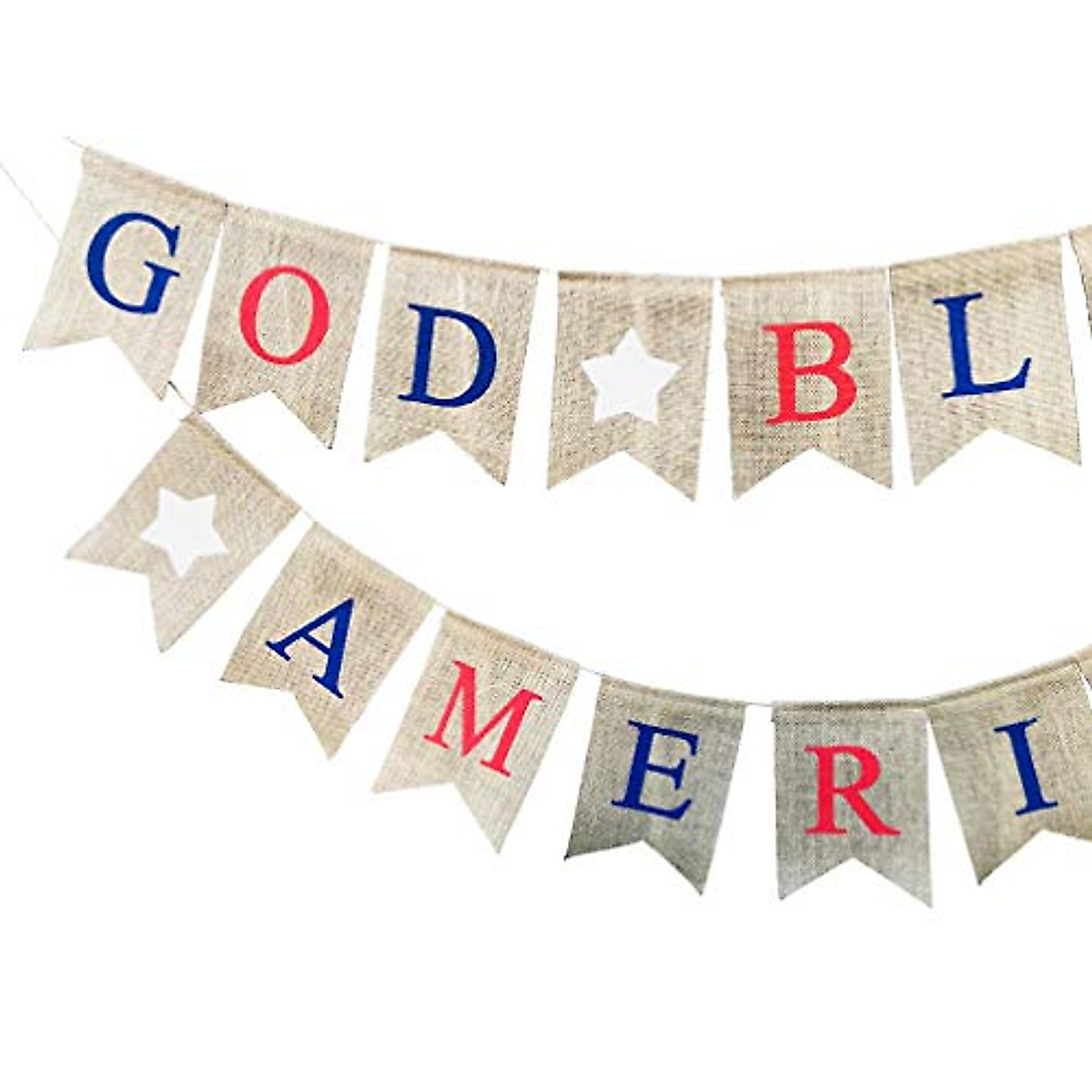 GOD BLESS AMERICA Patriotic Banner - 4th of July Party Decoration - Memorial Day Fourth of July Banner - Military Bunting Veterans Day Garland by Jolly Jon
