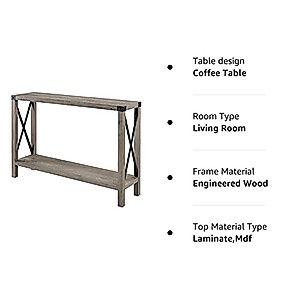 Walker Edison Sedalia Modern Farmhouse Metal X Entry Table, 46 Inch, Grey