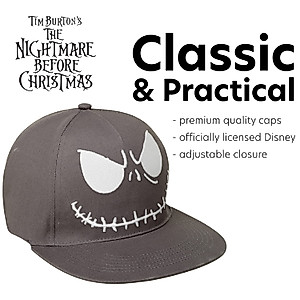 Disney Nightmare Before Christmas Baseball Cap, Snapback Hat for Men, Jack Skellington Grey
