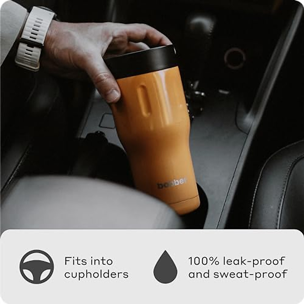 BOBBER - 16 OZ Vacuum Insulated Stainless Steel Travel Coffee Mug With 100% Leakproof Locked Lid - Cup Holder Friendly, Dishwasher Safe Tumbler (Black Coffee)