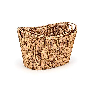 Trademark Innovations Set of 3 Oval Hyacinth Baskets with Iron Wire Frame