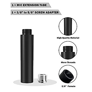 Boseen Mic Stand Extension Tube, 5/8" Female to 5/8" Male Microphone Extension Pipe for Desk Stands & Arm Stand