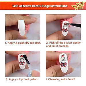 TailaiMei 15 Sheets Christmas Nail Stickers, 7 Sheets Nail Wrap Stickers and 8 Sheets Nail Decals Stickers, Full Wraps Strips and Self-Adhesive Set for DIY Nail Art (1000Pcs)