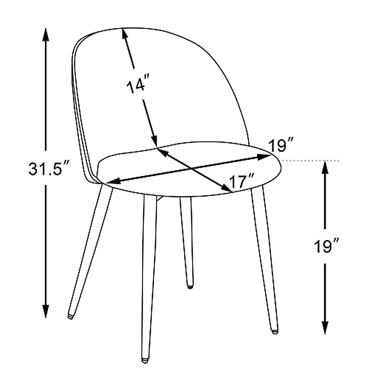 LSSBOUGHT Modern Velvet Dining Chairs Dining Room Chairs with Metal Legs,Set of 2 (Green)
