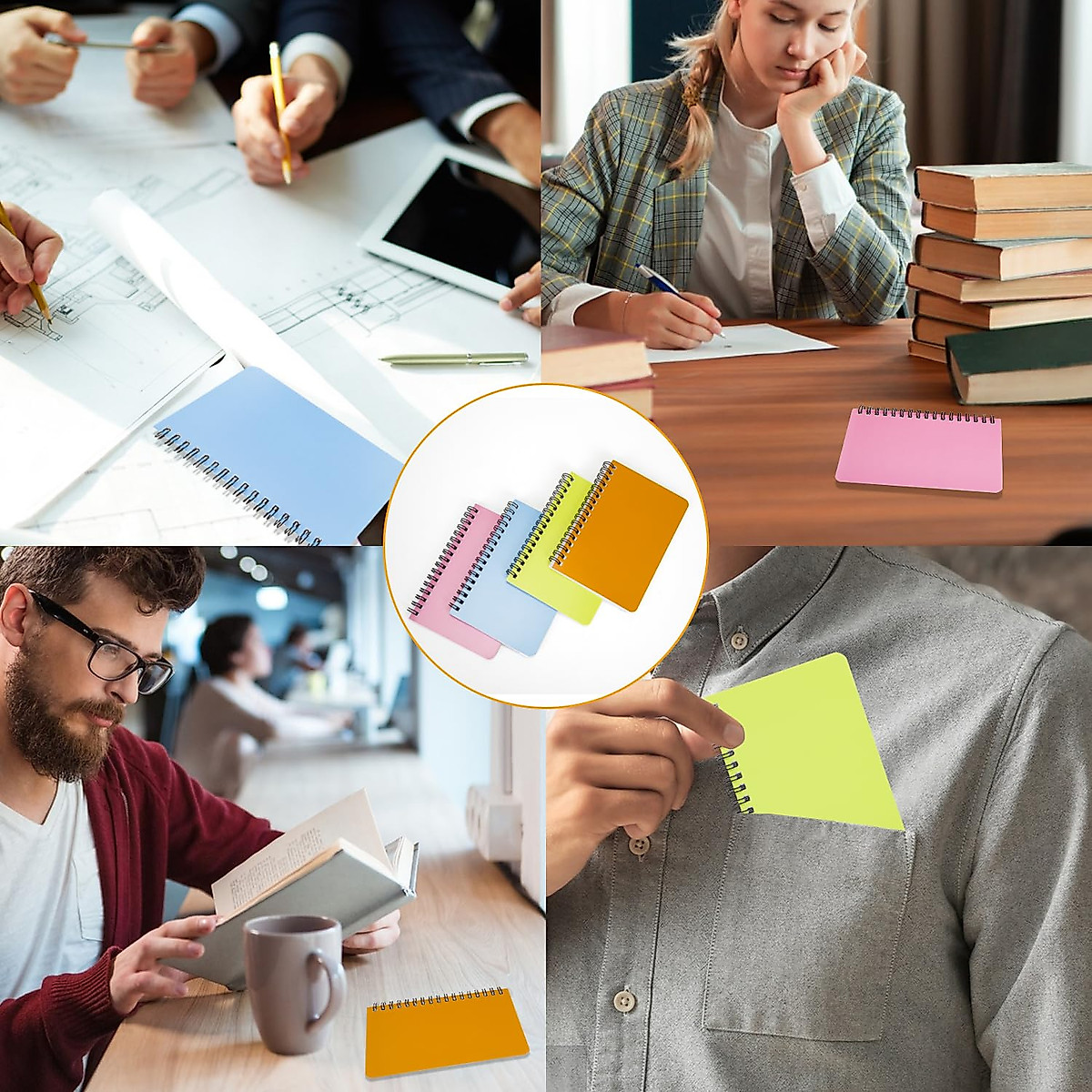 YiHenTiezz Spiral Notebook 4Pack Pocket Notebook 4.2"x 6.1" Pocket Notepad Small Notebook (4Pack Spiral Notebook-2)