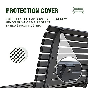 Soleil Jardin Outdoor Aluminum Garden Bench, Patio Porch Chair Furniture, Slatted Design w/Backrest, Dark Grey