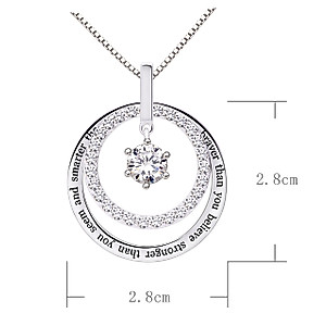 ALOV Jewelry Sterling Silver "You are braver than you believe stronger than you seem and smarter than you think" Cubic Zirconia Pendant Necklace