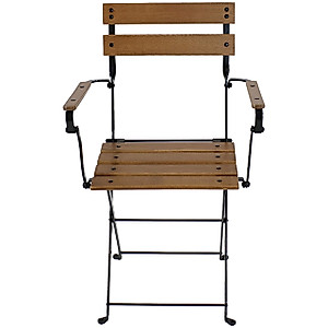 Sunnydaze European Chestnut Folding Dining Armchair - for Indoor or Outdoor Use - Commercial Grade - Set of 4 - Brown