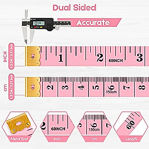 Tape Measure, iBayam Soft Ruler Measuring Tape for Body Weight Loss Fabric Sewing Tailor Cloth Vinyl Measurement Craft Supplies, 60-Inch Double Scale Ruler, 5-Pack, Pastel Pink Blue Green Purple White