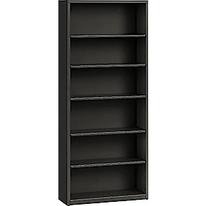 HON S82ABCS Metal Bookcase, Six-Shelf, 34-1/2w x 12-5/8d x 81-1/8h, Charcoal