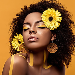 MTLEE 20 Pairs African Wooden Dangle Earrings Lightweight Ethnic Style Drop Earrings Geometric Wooden Earrings for Women(Classic Style)