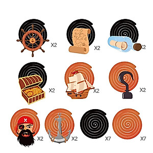 Kristin Paradise 30Ct Pirate Hanging Swirl Decorations, Pirates of the Caribbean Party Supplies, Birthday Theme Decor for Boy Girl Baby Shower, 1st Bday Favors Idea