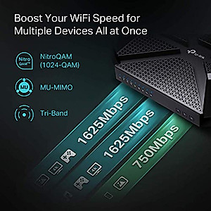 TP-Link AC4000 Smart WiFi Router - Tri Band Router , MU-MIMO, VPN Server, Antivirus/Parental Control, 1.8GHz CPU, Gigabit, Beamforming, (Archer A20),Black (Renewed)