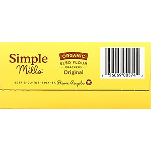 Simple Mills Organic Seed Crackers, Original - Gluten Free, Vegan, Healthy Snacks, Paleo Friendly, 4.25 Ounce (Pack of 1)