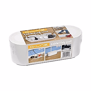 D-Line Cable Management Box, Cord Organizer Box to Hide & Conceal Power Strips, Desk Cable Management Solution, Made from Electrically Safe ABS Material - 12.75" (L) x 5" (W) 4.5" (H) - White