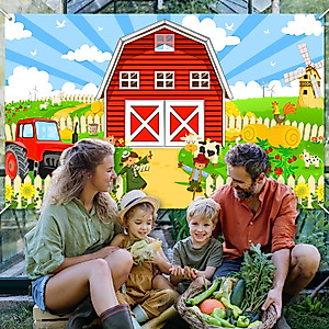 Avezano Red Farm Birthday Backdrop Barn Farm Birthday Party Banner Farm Animals Theme Baby Shower Party Decorations Background 70.8x43.3 inch