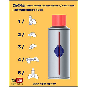 Clip2Keep 30 Aerosol Can Extension Straw Holders With 4 Replacement Red Straws, Spray Can Straw Plastic Clips With Self Adhesive (30 Blue) For Automotive Lubricant, Bike Spray, Contact Cleaner
