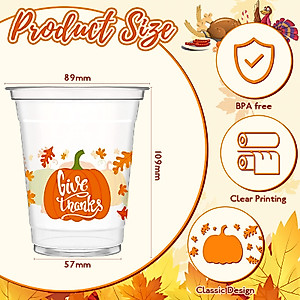 100 Pcs 12 oz Thanksgiving Disposable Cups Autumn Clear Plastic Cups Tumblers Disposable Wine Glasses Plastic Glasses Wedding Cups for Liquor Coffee Juice (Pumpkin)