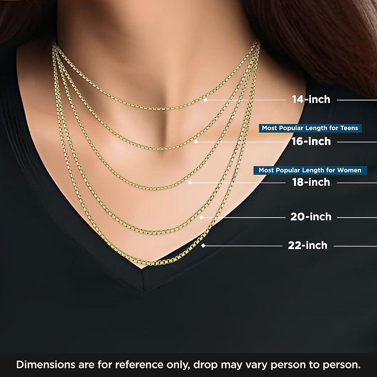 Everyday Elegance Solid 14K Yellow Gold Box Link Chain Necklace for Women | Square Box Chain Design | Spring Ring Clasp | 0.60mm Thickness | 14 Inch Length | With Gift Box