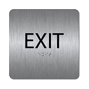 ALPHA DOG Tactile Exit Sign with Braille - ADA Compliant Exit Sign with Grade 2 Contracted Braille and Raised Text, 6x6 Inch, UV Stable for Indoor or Outdoor Use, Easy Installation, Made in the USA