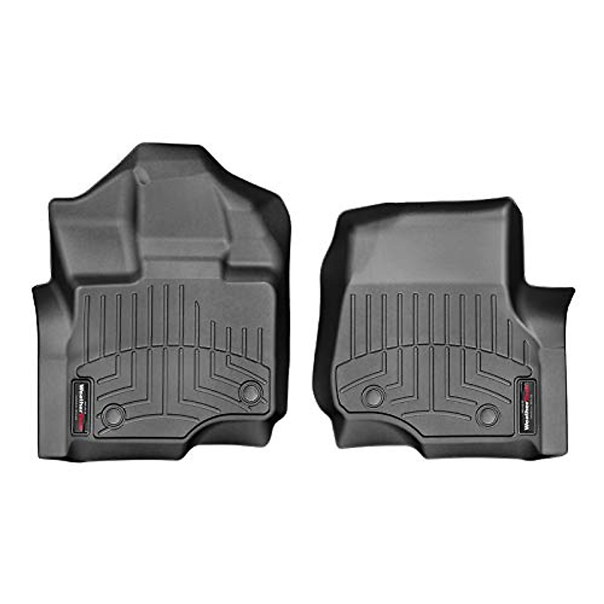 WeatherTech Custom Fit FloorLiners for Ford F-150 (Crew Cab, Bucket seats) F150 Lightning, Raptor w/o Fold Flat Storage - 1st & 2nd Row (44697-1-2), Black