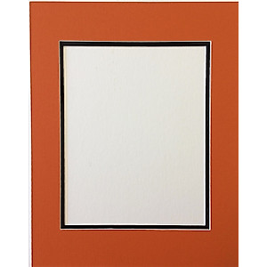 16x20 Orange and Black Double Picture Mat, Bevel Cut for 11x14 Picture or Photo