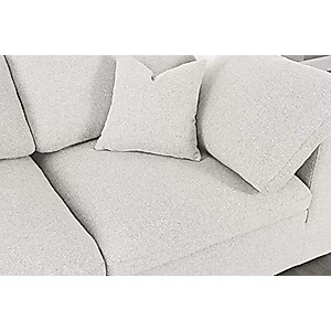 Meridian Furniture Serene Collection Modern | Contemporary Deluxe Comfort Modular Sectional, Soft Linen Textured Fabric, Down Cushions, 3 Corner + 3 Armless + 1 Ottoman, Cream