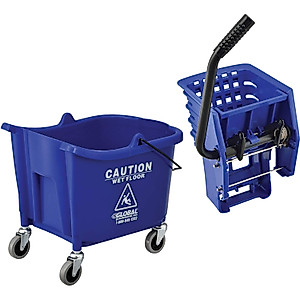 Global Industrial Mop Bucket And Wringer Combo with Side Press, Blue