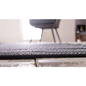 Unique Loom Outdoor Border Collection Area Rug - Multi Border (6' 1" x 9' Rectangle, Gray/ Black)